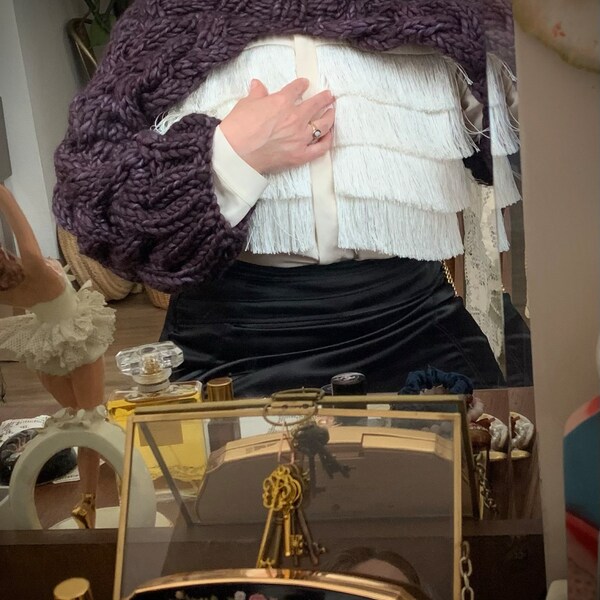 Knitting Pattern Braided Cable Shrug Chunky Sleeve Bulky Boho Cabled ...