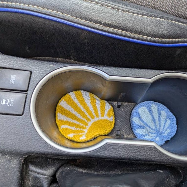 Set of 2 Punch Needle Cute Car Coasters,women Car Accessories,mug Rugs ...