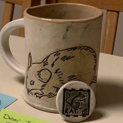One Rat Rat Block Rat Mug handmade Rat Art Pottery Mug - Etsy