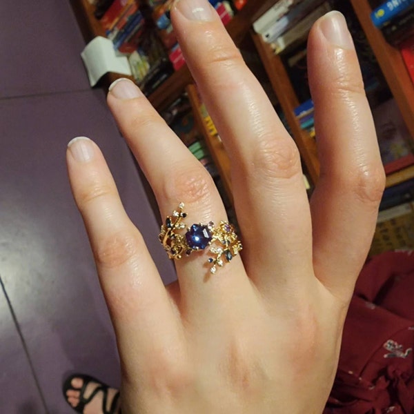 Vintage Alexandrite Floral Engagement Ring Set Rose Gold Alexandrite ...