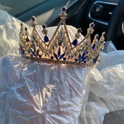 Royal Blue Crystal Crown Blue Crystal Tiara Pageant Crown - Etsy