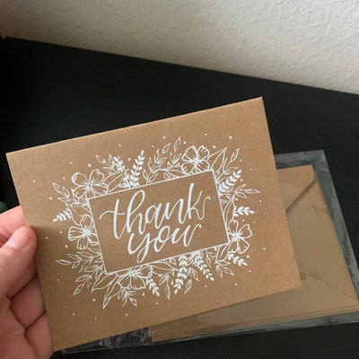 Thank You Card Hand Lettered Greeting Card - Etsy
