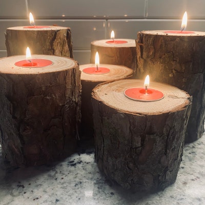 Set of 3 ASH Live Edge Log Stumps, Wedding Center Pieces, Fireplace ...