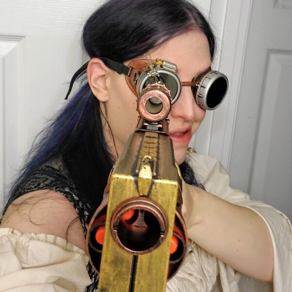 Copper and Silver Steampunk Goggles With Silver Gears and Magnifying ...