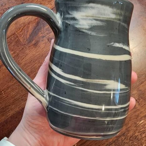 Pottery Chowder Bowl / 24 Oz Teal Swirl Soup Mug / Sally Schramm ...