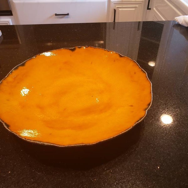 Serving Platter Orange Large Plate Modern Farmhouse Ceramic Plate ...