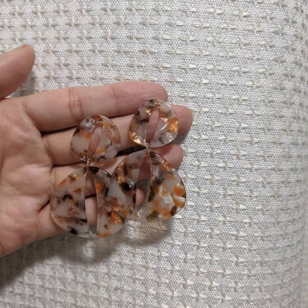 Elle Drop Dangle Tortoise Earrings, Tortoise Shell Earrings, Acetate ...