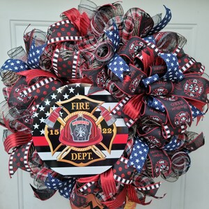ROUND CRAFT SIGN Fire Dept Thin Red Line Firefighter First Responder ...