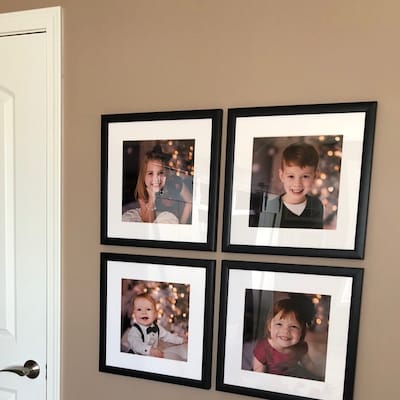 Contemporary, 14x14-inch Black Picture Frame, White Mat With 10x10 Inch ...