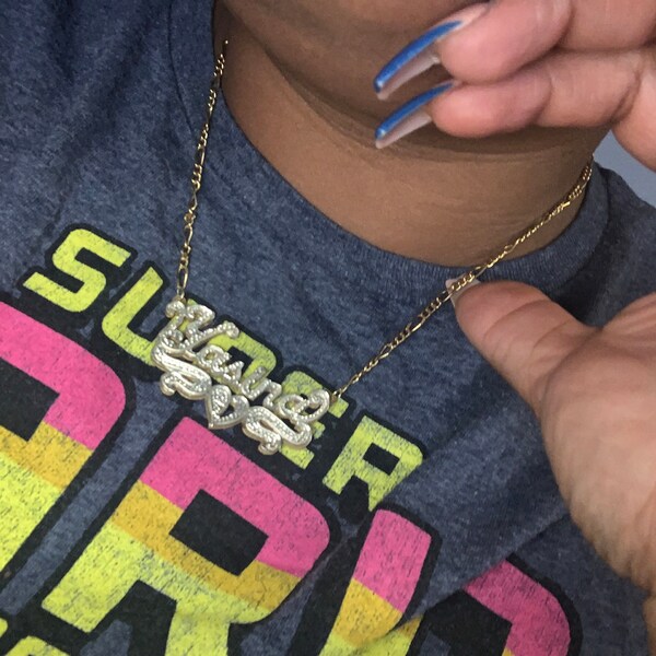 Double Name Plate | Name Plate | Name Necklace | Nameplate | Gift ...