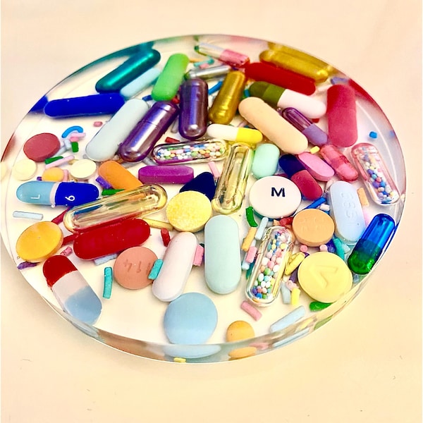 Clear Chill Pill Coaster With Sprinkles (single) - Etsy