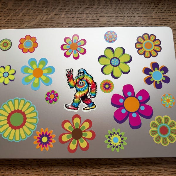 Mod Flowers Stickers, Small Retro Boho Groovy 60s OR Earthy 70s Style ...