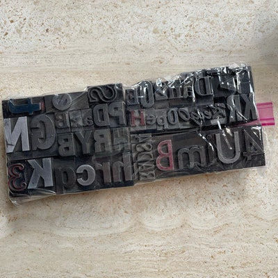 Lot of 50 Large Antique VINTAGE Metal LETTERPRESS Print Type Block ...