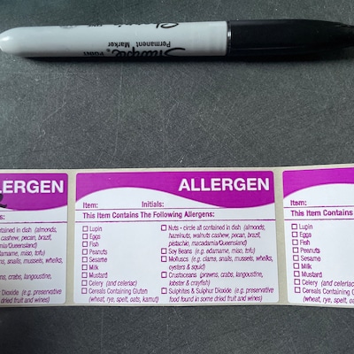 Food Allergy Allergen Warning Day Dot Labels/catering Stickers - Etsy