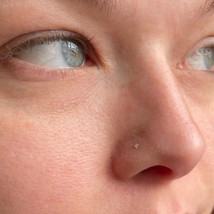 TINY 24K Gold Nose Stud Rose Gold Small Nose Ring Diamond Nose | Etsy