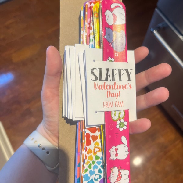 Assembled SLAPPY Valentines Day Tags With Slap Bracelets, Candy-free ...