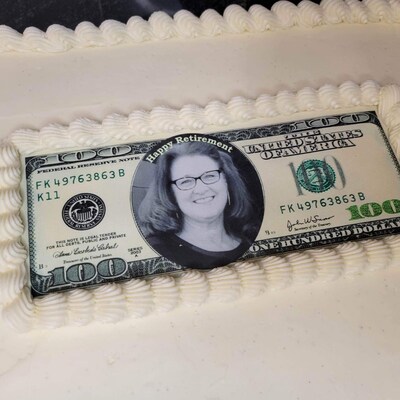 Your Face on Money Edible Cake Topper Image, 100 Dollar Bill Face Cake ...
