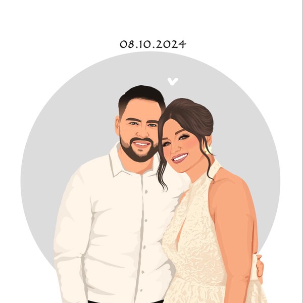 Couple Portrait, Gift for Couple, Faceless Portrait, Engagement Drawing ...