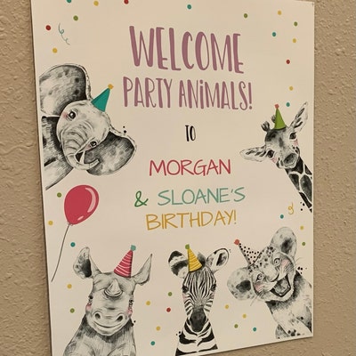 Editable Party Animals Welcome Sign Party Animal Sign Zoo Safari ...