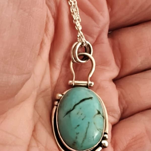 Turquoise Necklace, Gift for Her, Turquoise Jewelry, Silver Turquoise ...