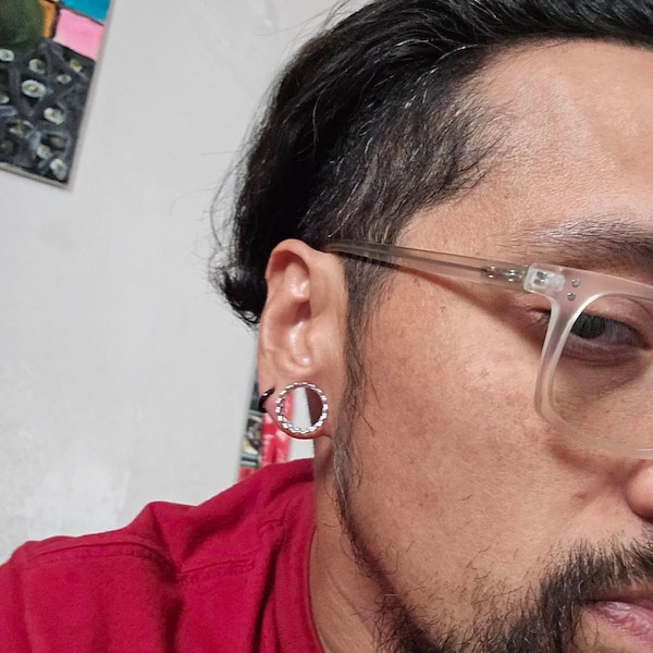 Honeycomb Sterling Silver Ear Plugs Ear Stretchers Double Flare Plugs ...