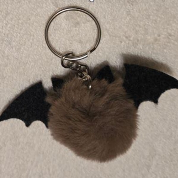 Mini Fuzzy Soft Bat Keychain 3"x1" Purse Charm - Gothic Witchy ...
