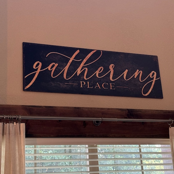 Gathering Place Sign: Dark Metal or Canvas, Modern Farmhouse Decor - Etsy