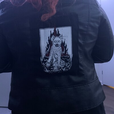 Hyena Patch Pope, King and Cop Skulls With Flames Black, White and Red ...