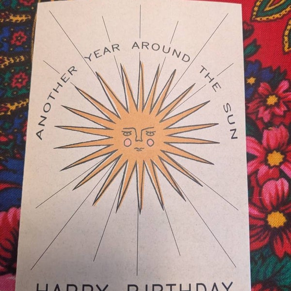 Happy Birthday Sun Mustard Yellow Greetings Card. A6 - Etsy