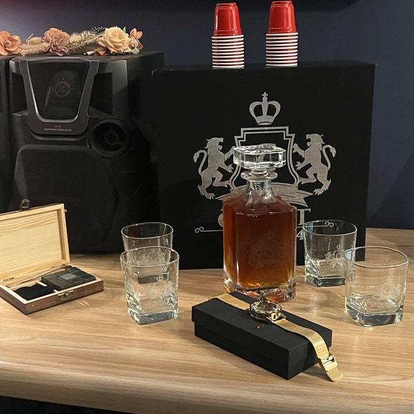 Decanter and Glasses Gift Set - Personalized Decanter With Gift Box ...