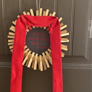 Passover Wreath / Red and Gold / Covered Door / Exodus - Clothespin ...