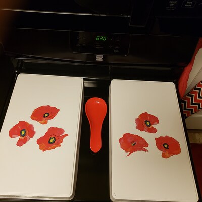 Red Poppy Decals, Set of 6 Hand-painted Decals for Walls, Tiles and ...