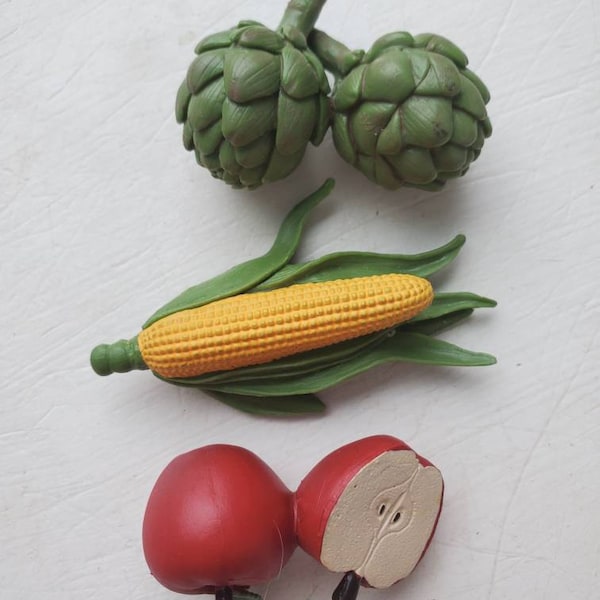 Montessori Common Fruits and Vegetables 3 Parts Cards With Miniatures ...