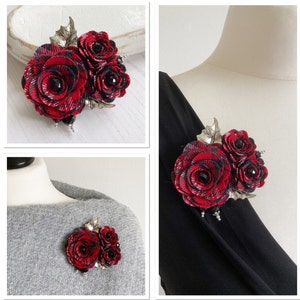 Tartan Rose Brooch in Anderson Tartan, Blue Tartan Brooch, Tartan ...