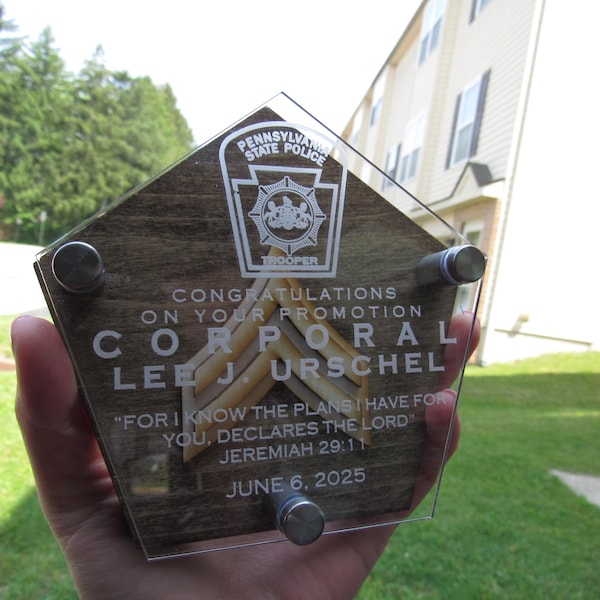Commemorative Acrylic Engraved Wood Plaque | Promotional Gift | Police ...