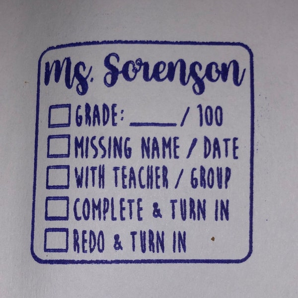 Custom Six Line Grading Stamp for Teachers | Personalized Classroom ...