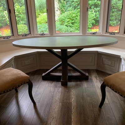 Round White Oak Dining Table, Pedestal Base - Etsy