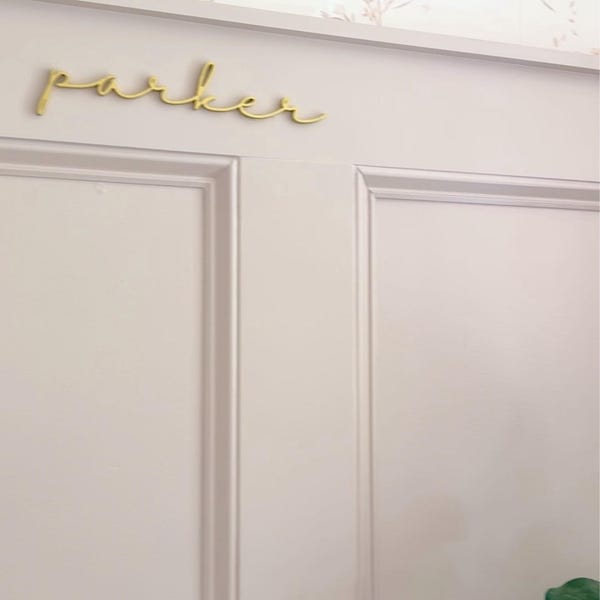 Wood Script Nursery Baby Room Name Laser Cut Sign Cursive First and ...