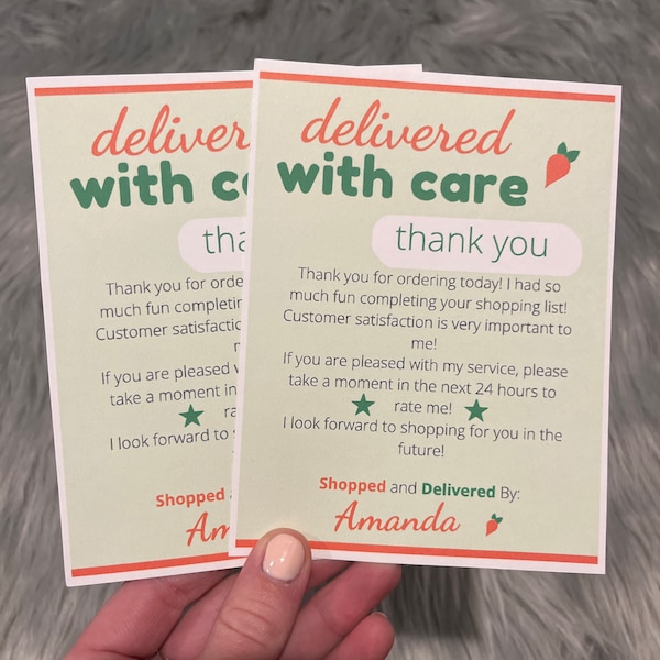 Shopperthank You Card for Customer Orders Printable, Custom Thank You ...