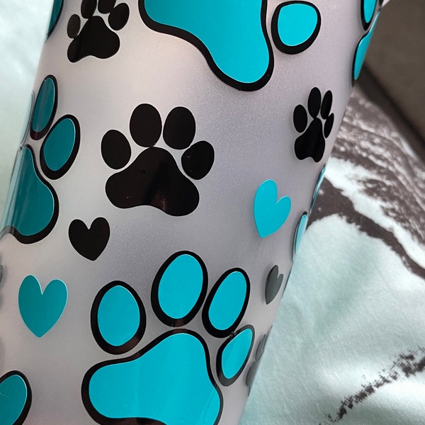 Paw Print Cold Cup Svg, No Hole Cold Cup Svg Wrap, Dog Paw Svg, Dog ...