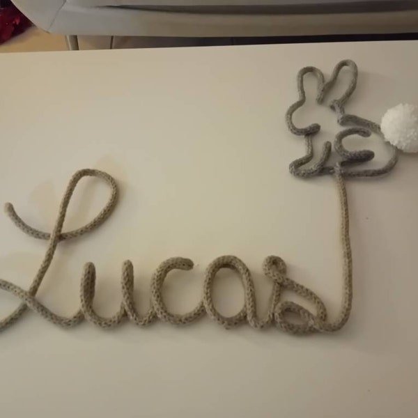 Prénom tricotin décor lapin - Etsy France