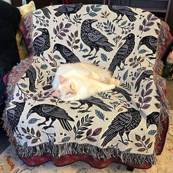 Ravens Woven Blanket: Gothic Crow Throw, Bird Lover Gift - Etsy