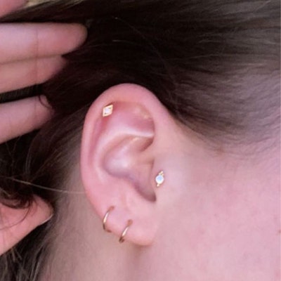 Double Hoop Twist Earrings 8 Mm Two Piercing Earring Tiny Huggie Hoops ...