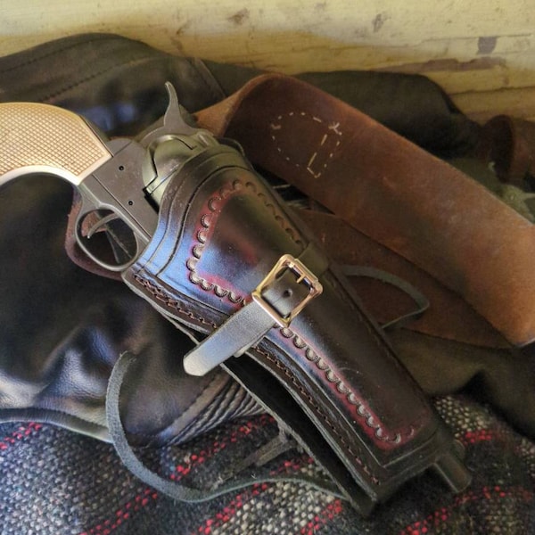 Cowboy Western Fast Draw Leather Holster Fits Colt SAA 1873 Ruger ...