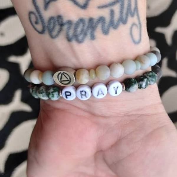 6mm Matte Amazonite Women's Recovery Beaded Bracelet Alcoholics ...