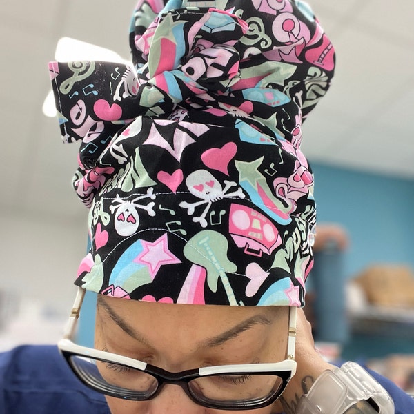High Bun, With Satin Lined,scrub Caps, Surgical Cap , Nurses Caps, High ...