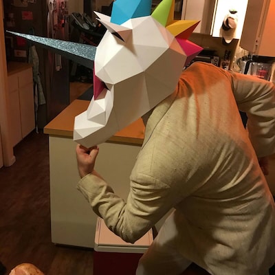 Unicorn Mask, Unicorn Paper Craft Template, DIY Printable Animal Mask ...