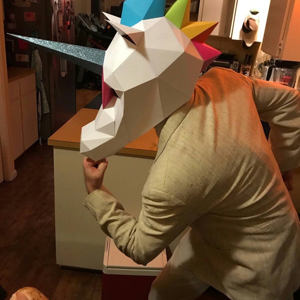 Unicorn Mask, Unicorn Paper Craft Template, DIY Printable Animal Mask ...