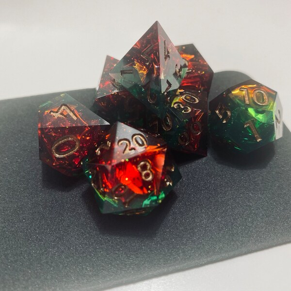 Jungle Fire Dice Set - Sharp Edge Resin Dice for D&D / Dungeons and ...