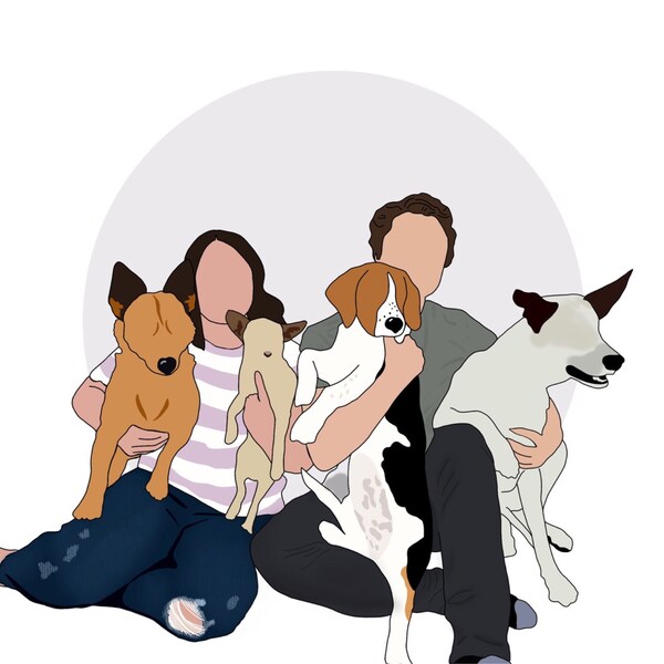 Faceless Portrait | Custom Family Portrait | Custom Line Drawing ...